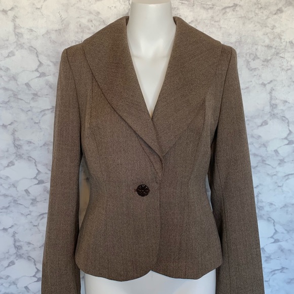 LOFT | Jackets & Coats | Loft Wool Tan One Button Blazer Suit Jacket ...
